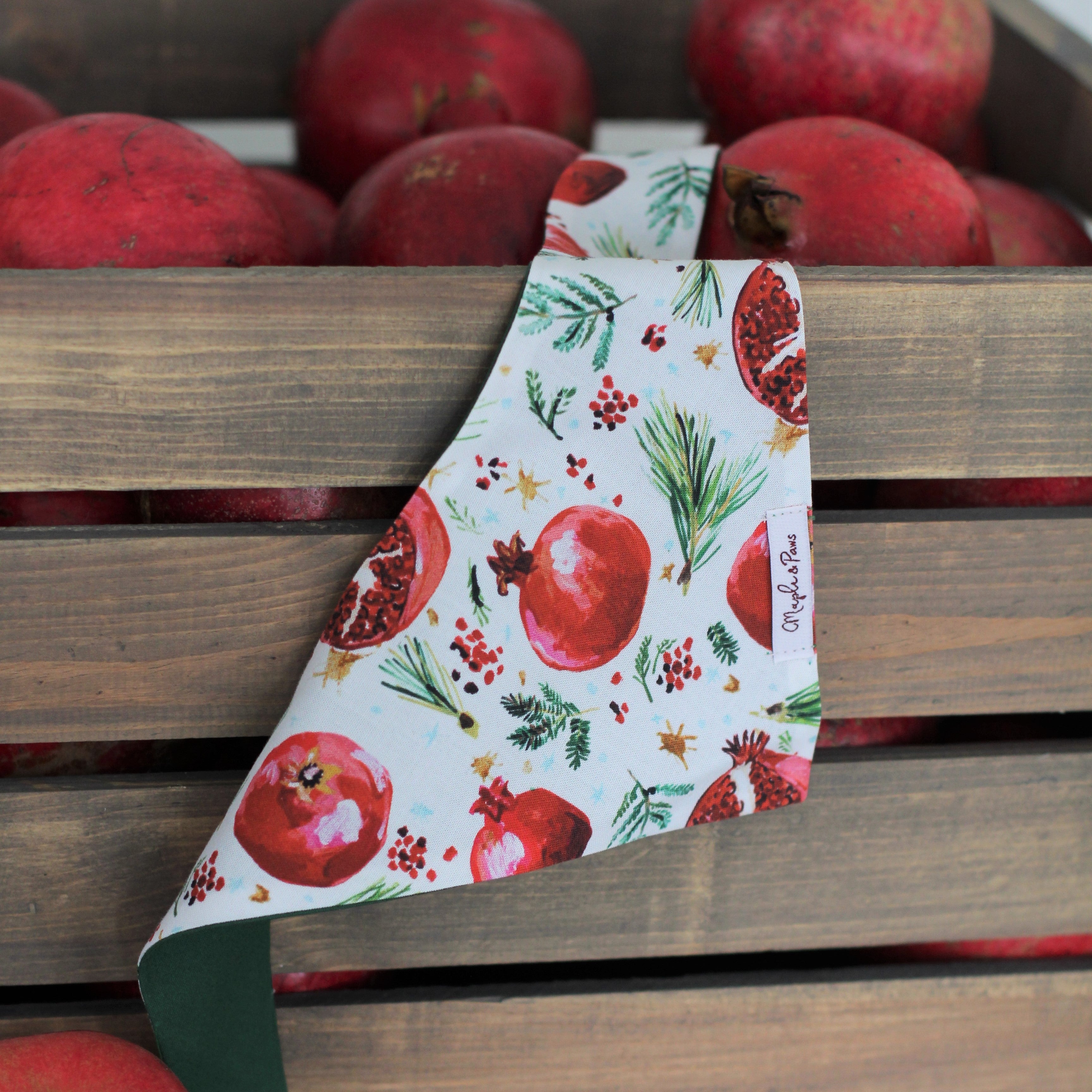 The Poms & Pines Bandana | 100% Cotton Handmade Bandana | Maple & Paws